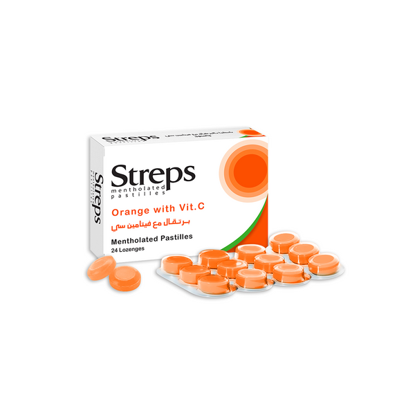 Streps Orange + Vitamin C ( Sugar Base ) Box 2 Strip – Luna